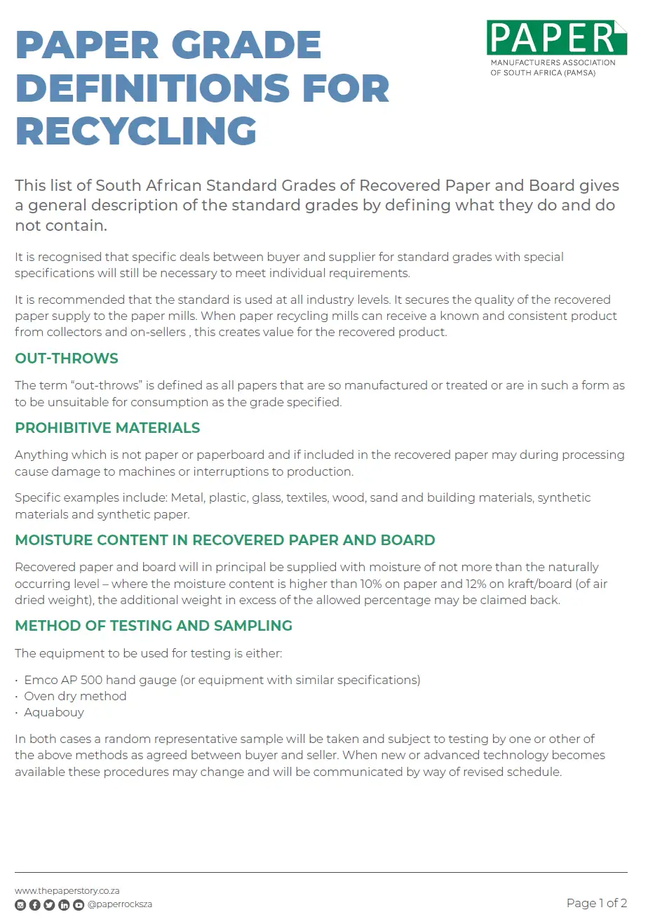 All About Paper Grades - The Paper Story (PAMSA)